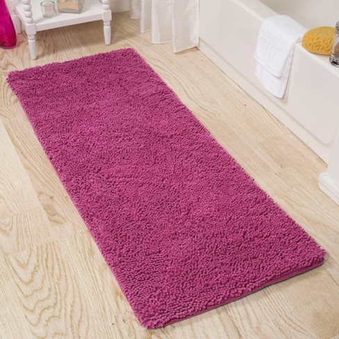 Hastings Home Memory Foam Shag Bath Mat (24x58), Pink : Target