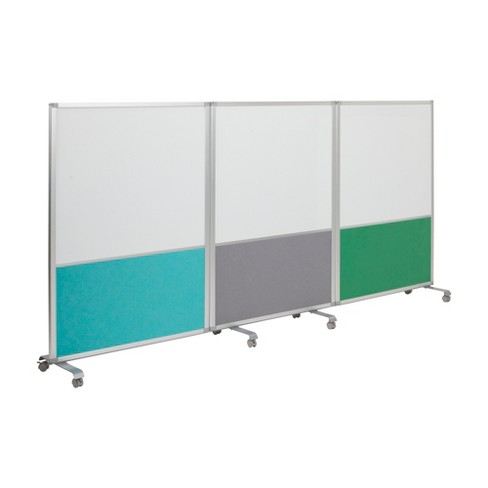 Ecr4kids Mobile Dry-erase And Flannel Split Room Divider, 3-panel ...
