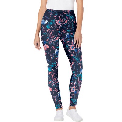 Woman Within Women's Plus Size Stretch Cotton Printed Legging - M, Navy ...