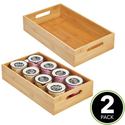 Mdesign Bamboo Wood Compact Food Storage Bin With Handle - 2 Pack : Target