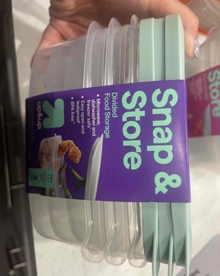Snap & Store Divided Rectangle Food Storage Containers - 28 Fl Oz/3ct ...