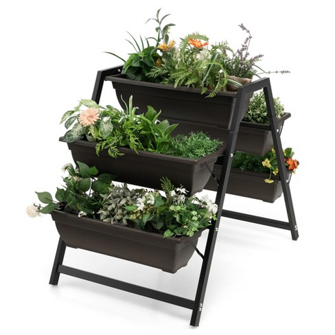 Costway 31”h Raised Garden Bed 3-tier Vertical Planter W/5 Plant Boxes ...