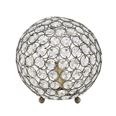 8" Elipse Medium Contemporary Metal Crystal Round Orb Table Lamp ...