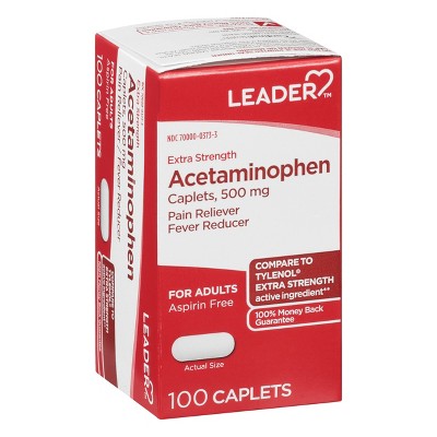 Leader Acetaminophen, 500 Mg, Extra Strength, Caplets : Target