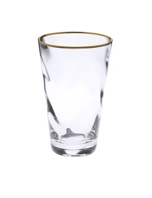 Classic Touch Set Of 6 Pebble Glass Glass Water Tumblers With Gold Rim ...