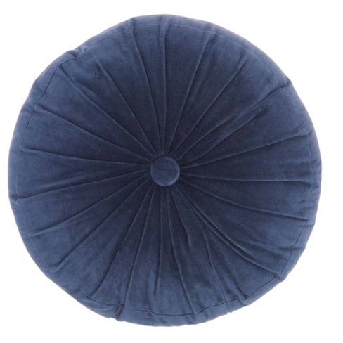 16" Ruched Velvet Round Throw Pillow Navy - Mina Victory: Luxury Glam ...