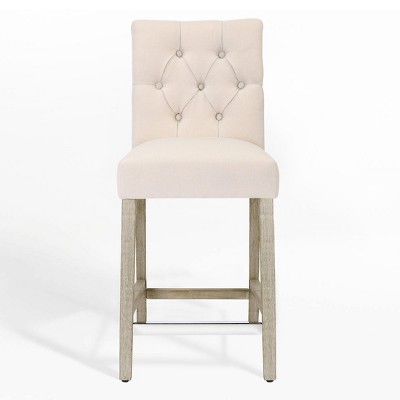 Westintrends 24" Linen Fabric Tufted Counter Stool : Target