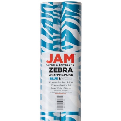 25 Sqft Jam Paper & Envelope Zebra Print Gift Roll Wrap Pink : Target