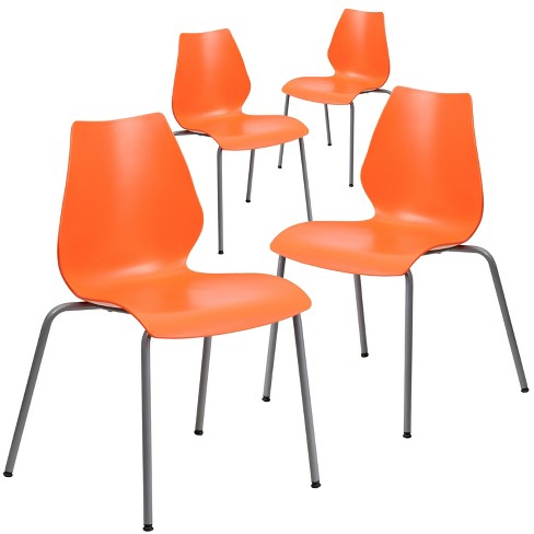 Flash Furniture 4 Pack Hercules Series 770 Lb. Capacity Orange Stack ...