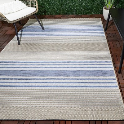 Sand Stripe Outdoor Rug Blue - Threshold™ : Target