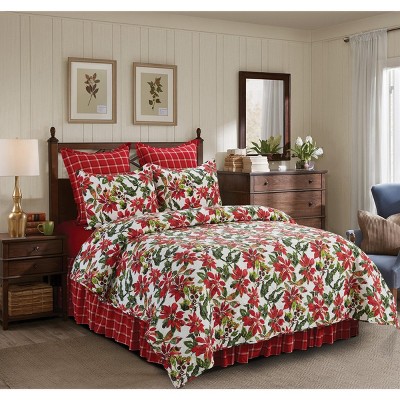 C&f Home Colonial Williamsburg Pembroke Red Floral Full/queen 3 Piece ...