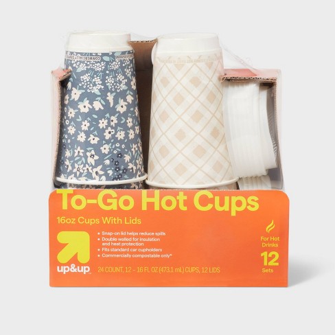 Compostable Hot Cups With Lids - 16oz/12ct - Up&up™ : Target
