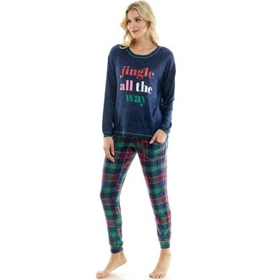 Jaclyn Woman's Crew Neck Sweatshirt and Jogger Pants Christmas Pajama ...