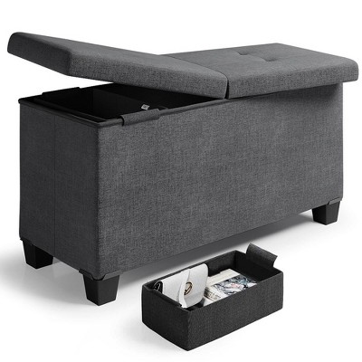 Nestl 30" Storage Ottoman Bench With Storage Bins, Rectangular Storage ...