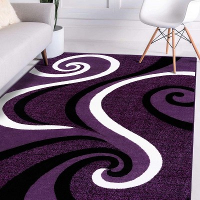 Luxe Weavers Contemporary Abstract Geometric Swirl Area Rug, Purple 5x7 ...