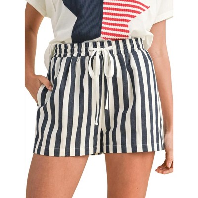 Women's Stripe Twill Denim Short - Anniewear : Target