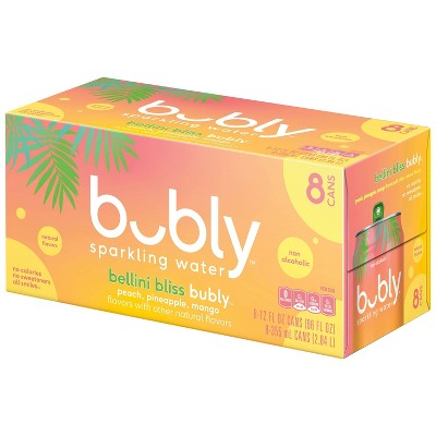 Bubly Bellini Bliss Sparkling Water - 8pk/12 Fl Oz Cans : Target