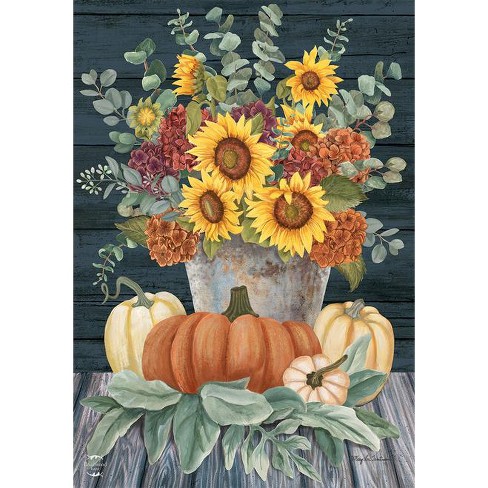 Sunflowers And Hydrangeas Fall Garden Flag Floral 18" X 12.5" Briarwood ...