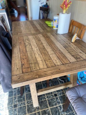 Sonoma Dining Table Natural: Solid Pine Wood, Seats 6, Gunmetal Metal Stretchers, Rustic ...