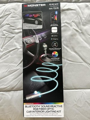 Monster 4pk Fiber Optic LED Light Strips for Car: USB-Powered Interior ...