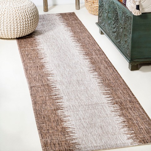 2'x8' Tavira Modern Strie' Indoor/outdoor Runner Rug, Brown/beige ...