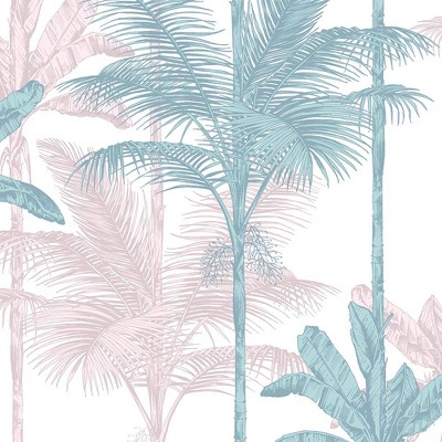 Nuit Blush Pink Floral Birds Paste The Wall Wallpaper : Target