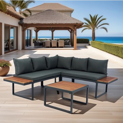 VisioGear Patio Seating Sets, 4 Pieces L-Shaped Patio 5-Seater ...