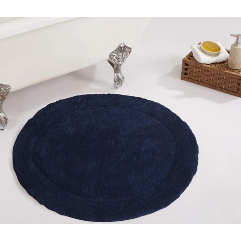 30" Round Waterford Collection Navy Cotton Tufted Bath Rug - Home ...