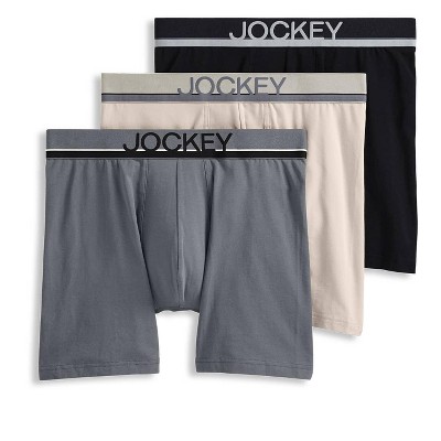 Jockey Men's Casual Cotton Stretch 6" Boxer Brief - 3 Pack L Grey/beige ...
