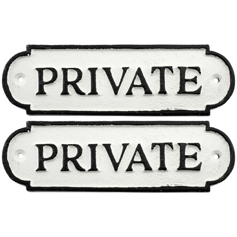 Auldhome Design Cast Iron Private Signs 2pk; Rustic Style Restricted ...