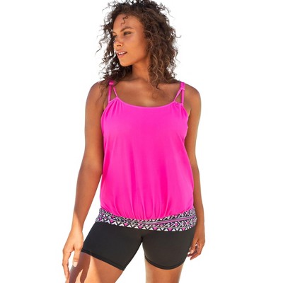 Swim 365 Women’s Plus Size Double-strap Blouson Tankini Top : Target