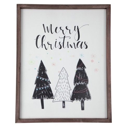 Northlight 19.5" Merry Christmas With Holiday Trees Wall Sign : Target