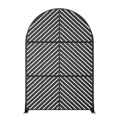 Pexfix 72 In. H X 35 In. W Arched Outdoor Metal Privacy Screen In Black ...