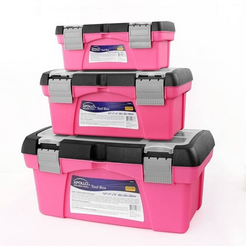 Apollo Tools 3pc Dt5005p Tool Box Pink: Storage Toolbox With Lifetime ...