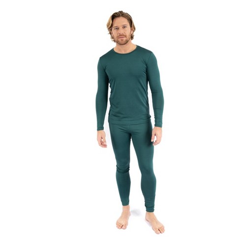 Leveret Mens Two Piece Thermal Pajamas Solid Uniform Green M : Target