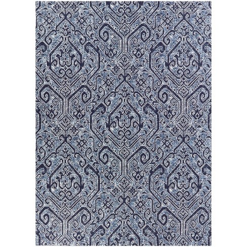 9'2"x12' Paisley Outdoor Rug Blue - Threshold™: Weather-resistant ...