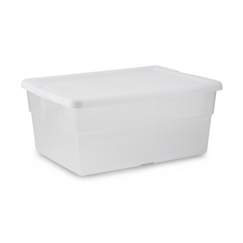 Sterilite 16 Quart Stackable Clear Plastic Storage Tote Container With ...