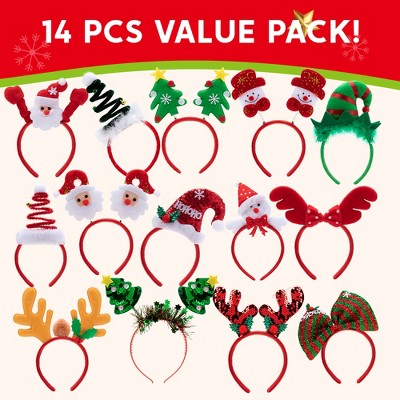 Joyfy 14-Pack Christmas Headbands – Festive 3D Holiday Party Headbands ...