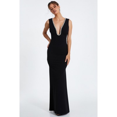 Scuba Crepe Diamante Trim Fishtail Maxi Dress : Scuba Crepe Diamante ...