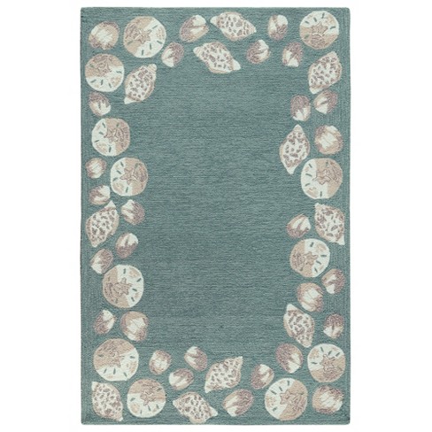 Liora Manne Capri Seashell Border Indoor/outdoor Rug Aqua 3'6" X 5'6 ...
