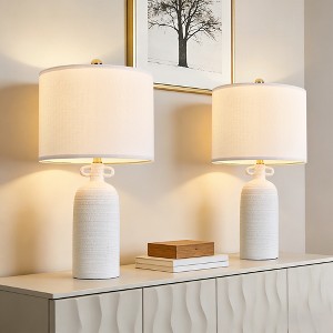 Maxax Modern Table Lamp set of 2, 24" White Ceramic Bedside Lamp,Rustic ...
