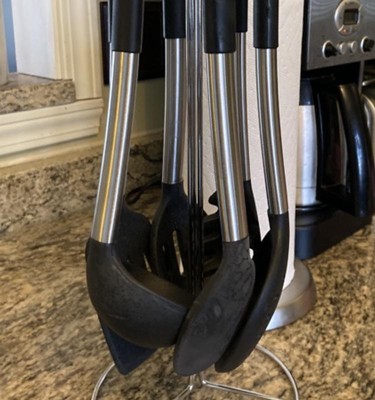 Hastings Home Stainless Steel & Silicone Kitchen Utensil Set With ...