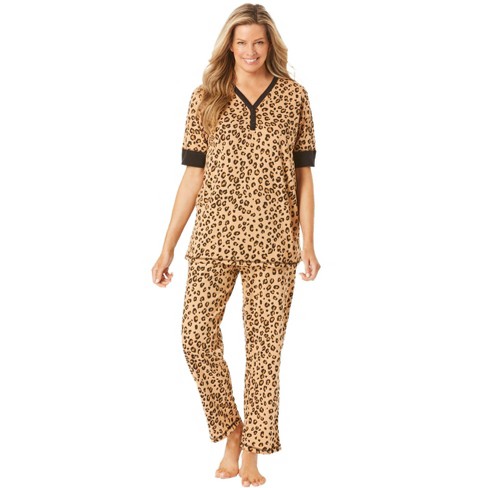 Dreams & Co. Women's Plus Size Printed Henley Pj Set - M, Classic ...