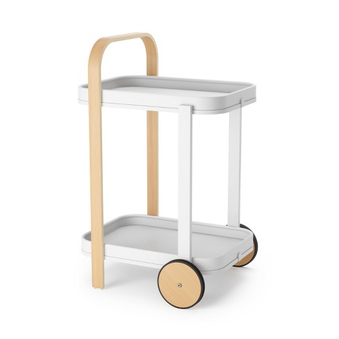 Bellwood Bar/serving Cart White/natural - Umbra: Steel Frame, Wood ...