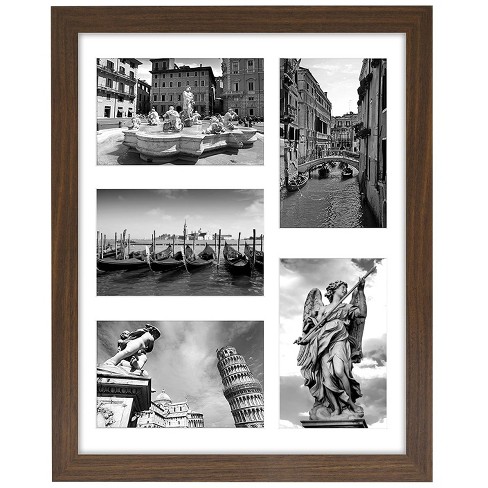 Americanflat 11x14 Collage Picture Frame In Walnut With Five 4x6 ...