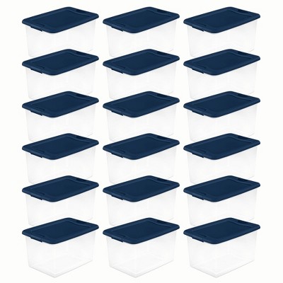 Sterilite 64 Quart Latching Hinged See-through Plastic Stacking Storage ...