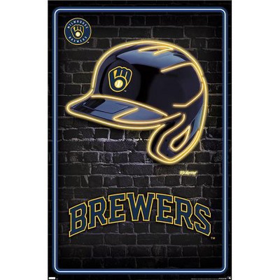 Trends International Mlb Milwaukee Brewers - Neon Helmet 23 Unframed ...