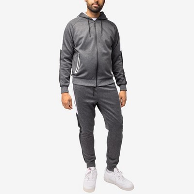 Cultura Men's Zip Up Hoodie Track Suit In Heather Charcoal Size Large ...