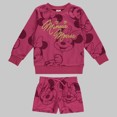 Toddler Girls' Disney Minnie Mouse 2pc French Terry Pullover And Shorts ...