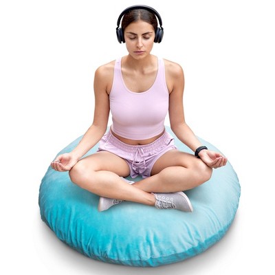 Cheer Collection 32" Round Floor Pillow with Washable Cover - Sky Blue ...